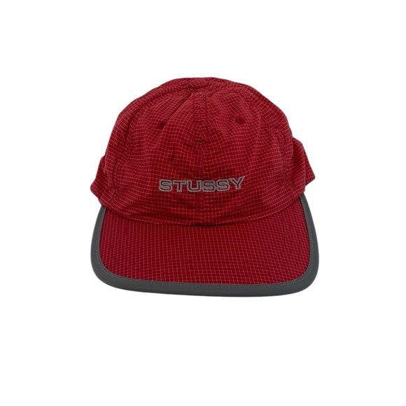Stussy | Accessories | Stussy Contrast Ripstop Basball Cap Hat Red Grid ...